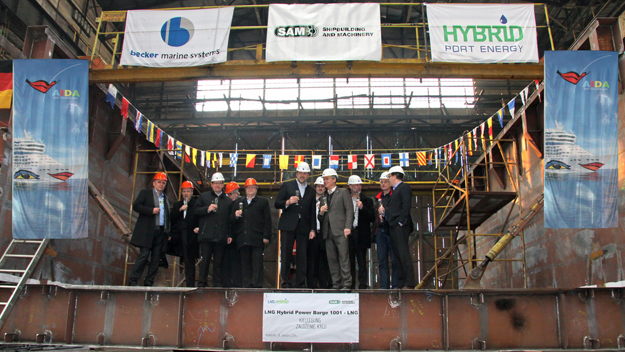 Keel Laying of the World's First LNG Hybrid Barge...